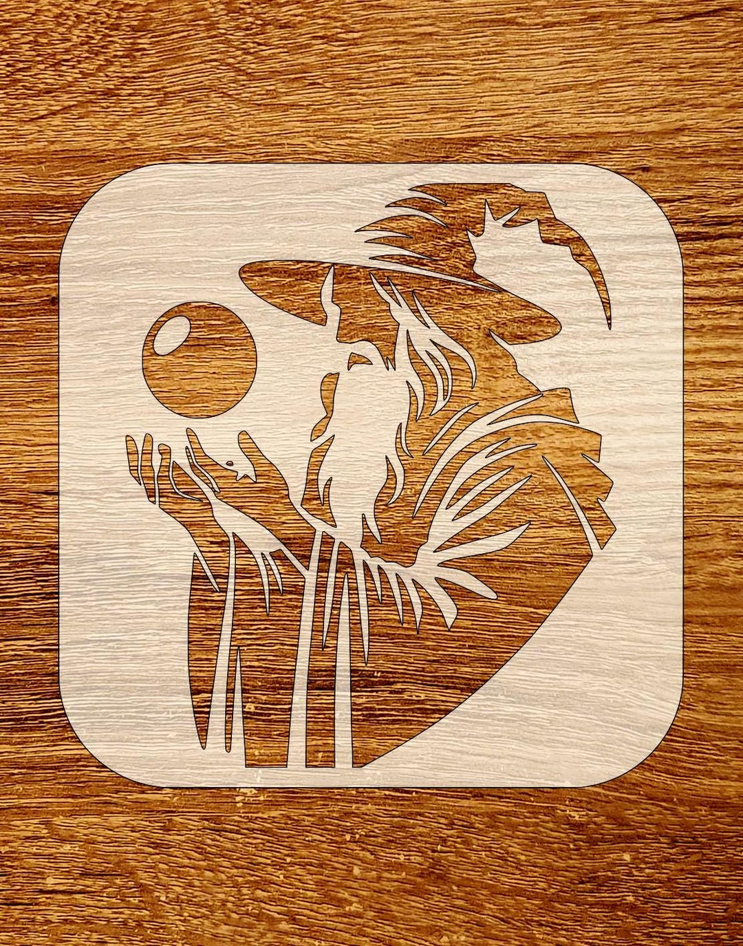 Wizard With Orb Stencil, Digital Download, SVG, DXF, Stl, Png, Pdf ...