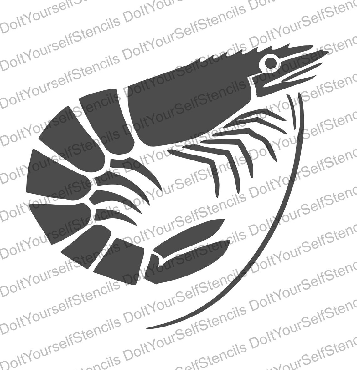 Shrimp Stencil, Seafood Stencil, DIY Craft Stencil, Digital Download ...