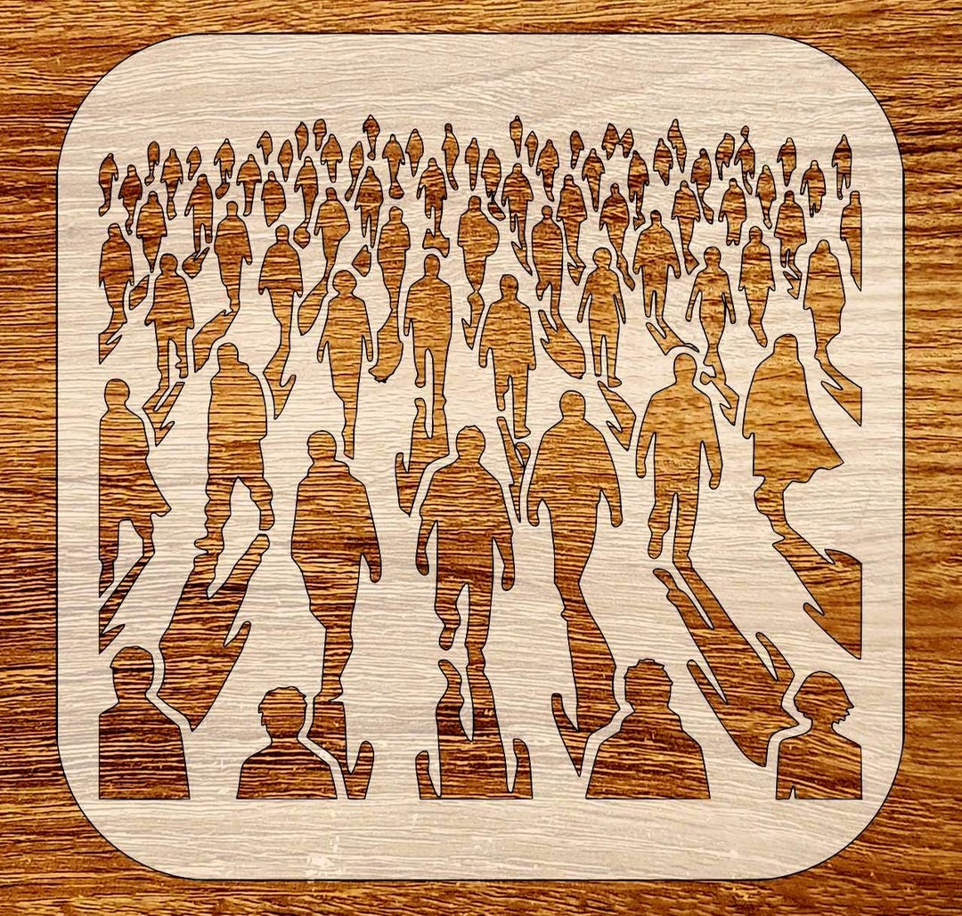 Dystopian Crowd Stencil, Silhouetted Figures, Reusable Digital Download ...
