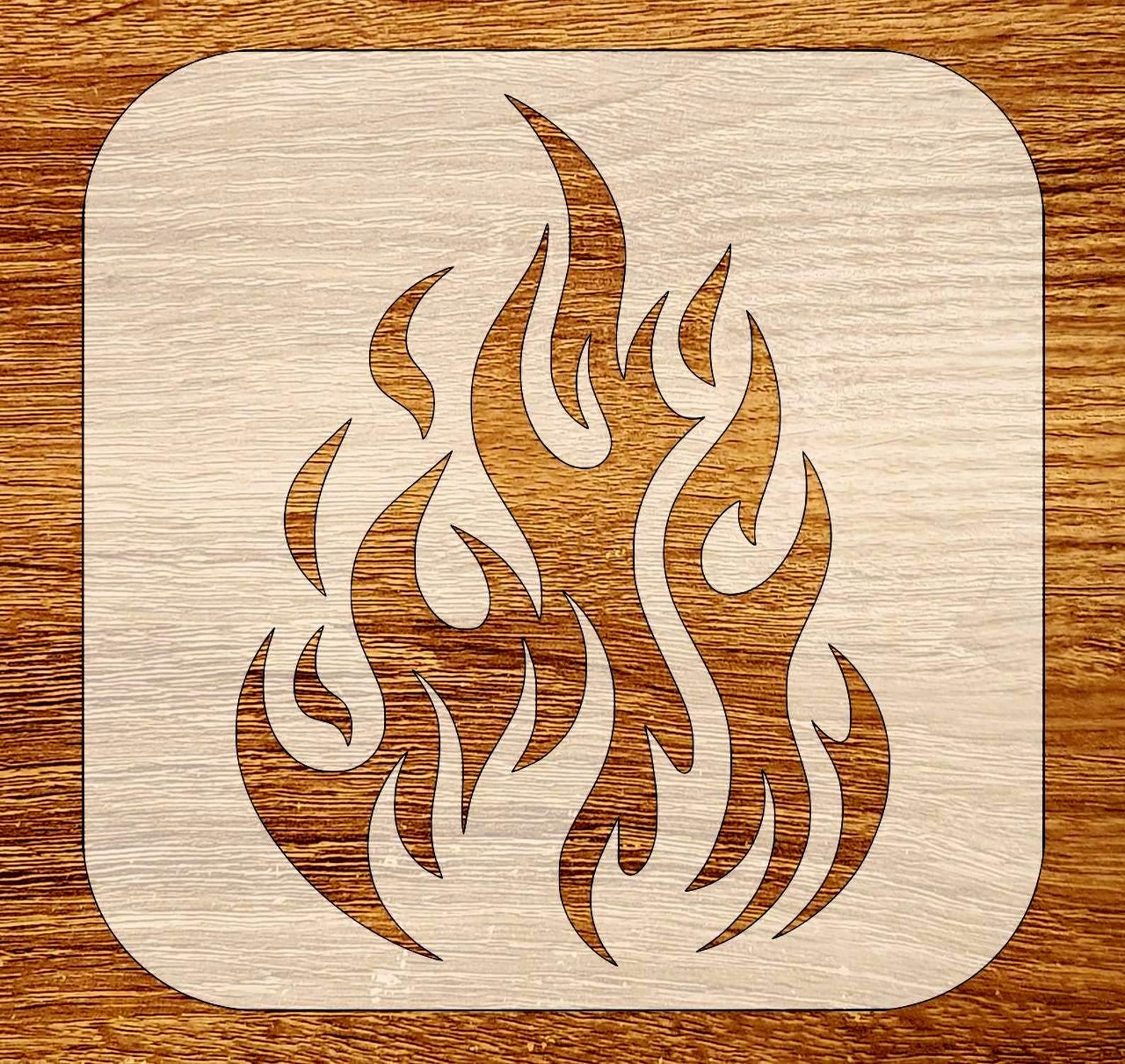 Flame Stencil, Reusable DIY Craft Stencil, Digital Download, STL, DXF ...