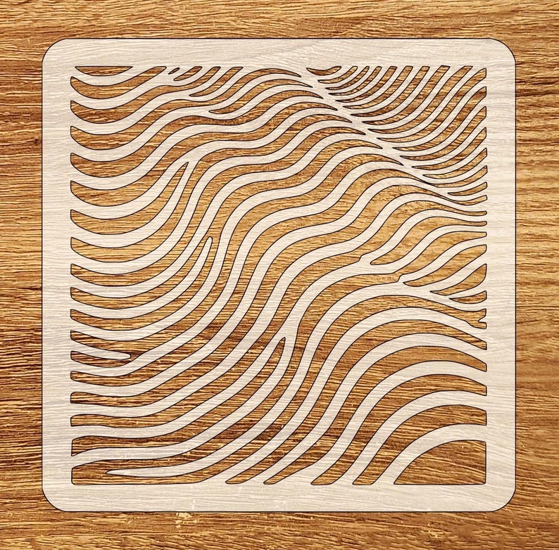 Wave Pattern Stencil, Optical Illusion Stencil, DIY Wall Art & Crafts ...