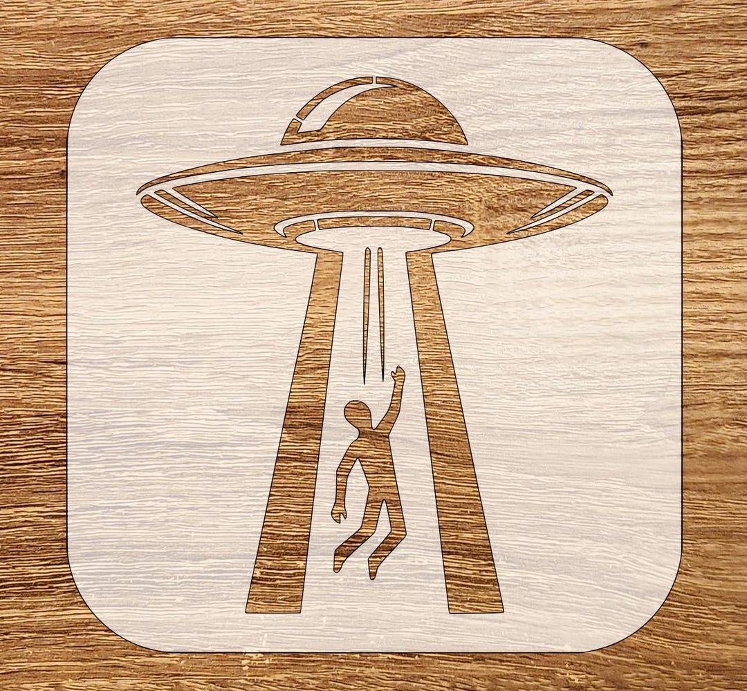 UFO Abduction Stencil, Alien and Spaceship Art, Reusable Digital ...