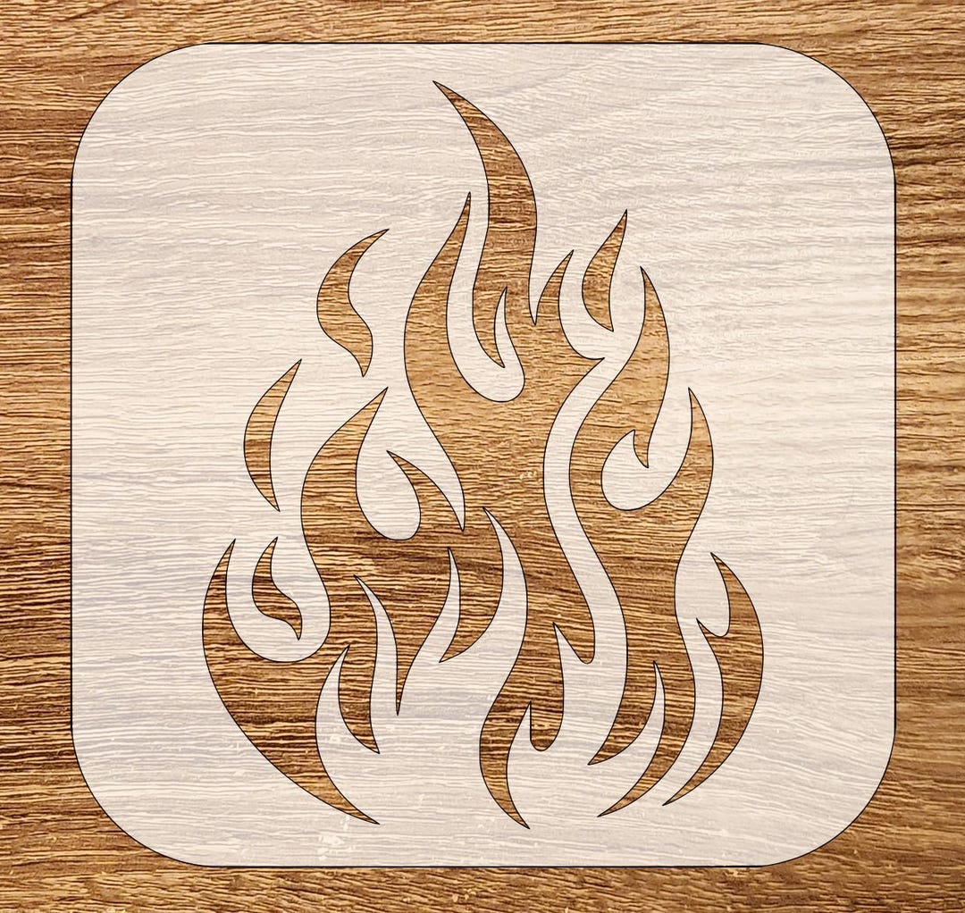 Flame Stencil, Reusable DIY Craft Stencil, Digital Download, STL, DXF ...
