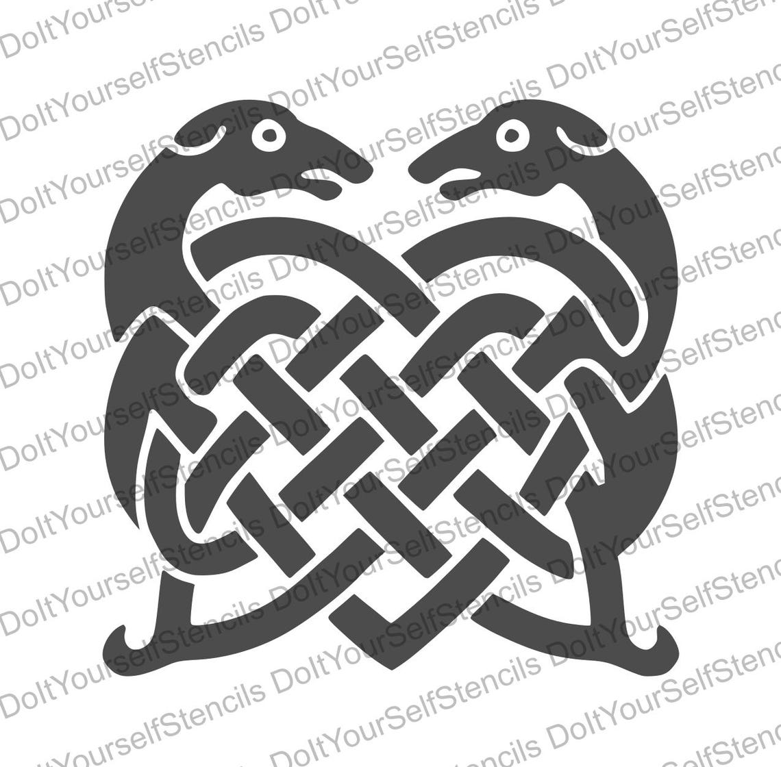 Celtic Zoomorphic Knot Stencil, Reusable DIY Craft Stencil, Digital ...