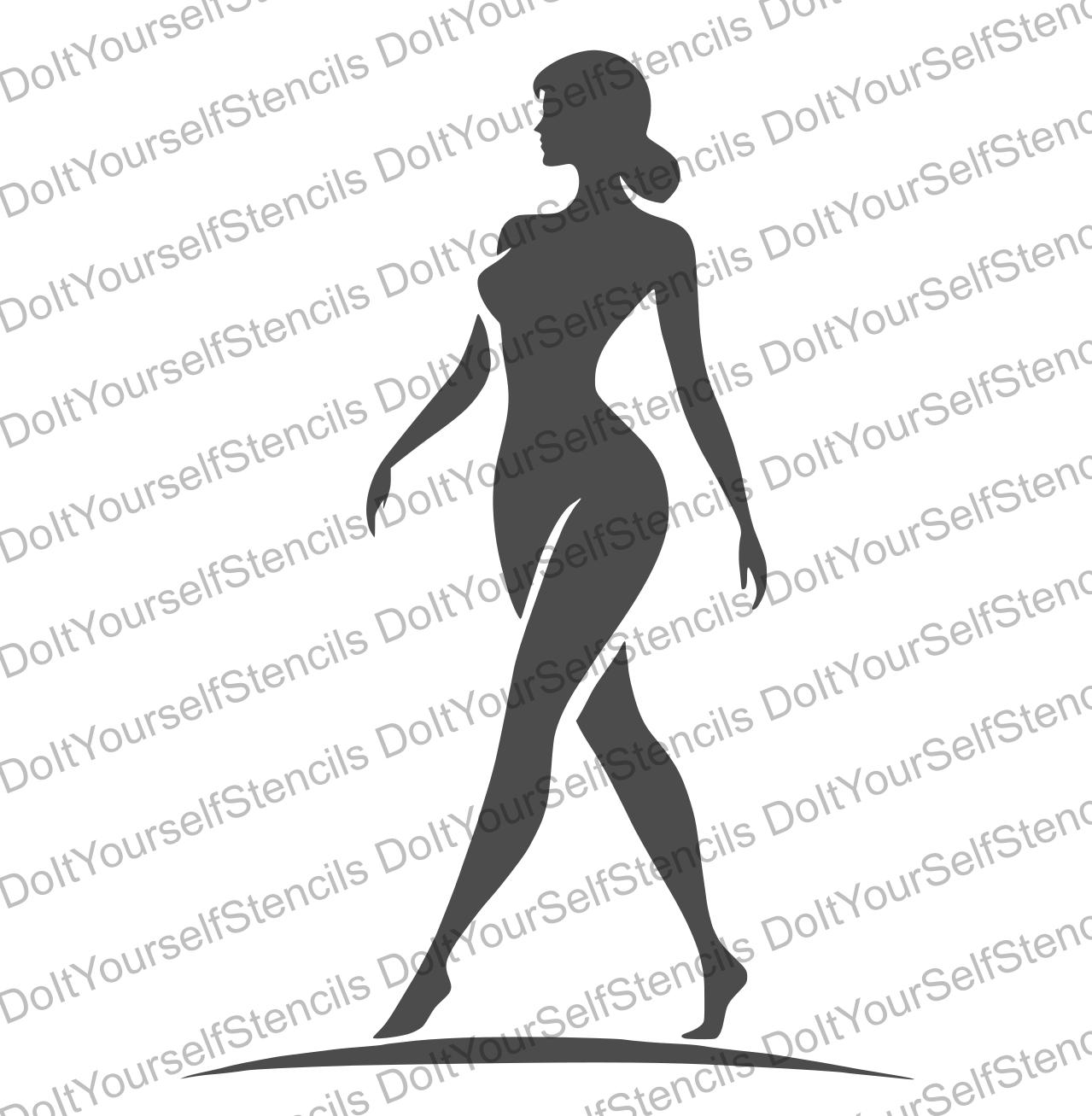 Graceful Female Silhouette Stencil, Digital Download, SVG, DXF, Stl ...