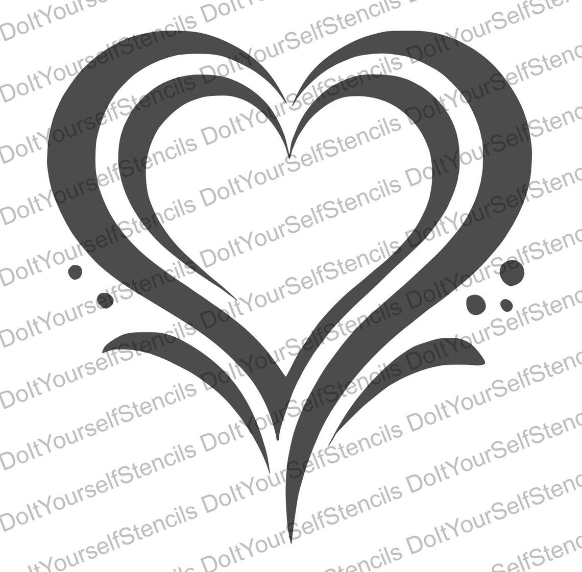 Romantic Flow Heart Stencil, Reusable DIY Craft Stencil, Digital ...