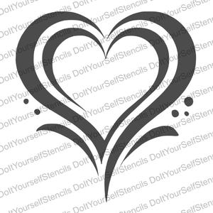 Romantic Flow Heart Stencil, Reusable DIY Craft Stencil, Digital ...