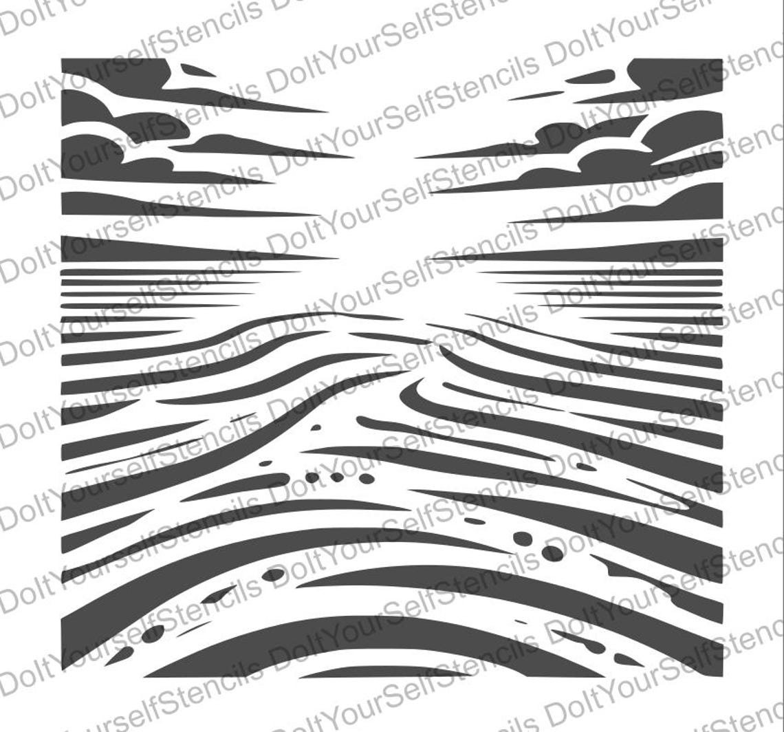 Waves and Clouds Stencil, Digital Download, SVG, DXF, Stl, Png, Pdf ...
