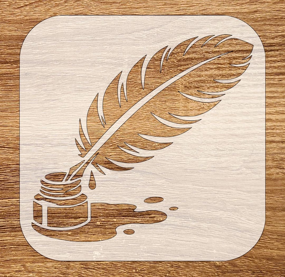 Quill and Ink Stencil, Reusable DIY Craft Stencil, Digital Download ...