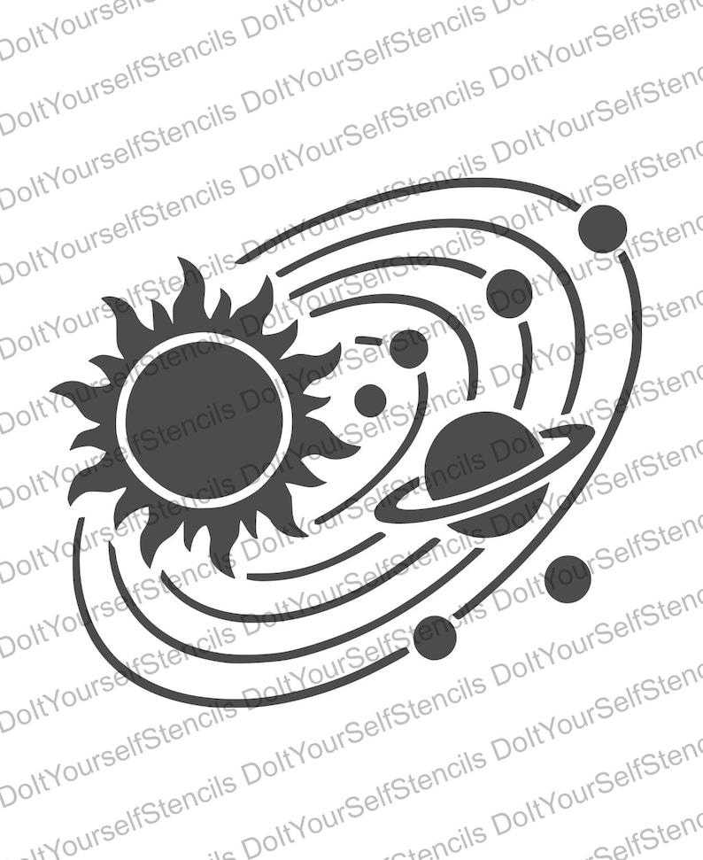 Alien Solar System Stencil, Reusable DIY Space Stencil, Digital ...