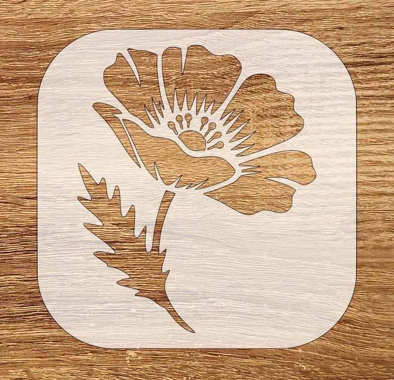 Poppy Flower Stencil, Reusable DIY Craft Stencil, Digital Download, STL ...
