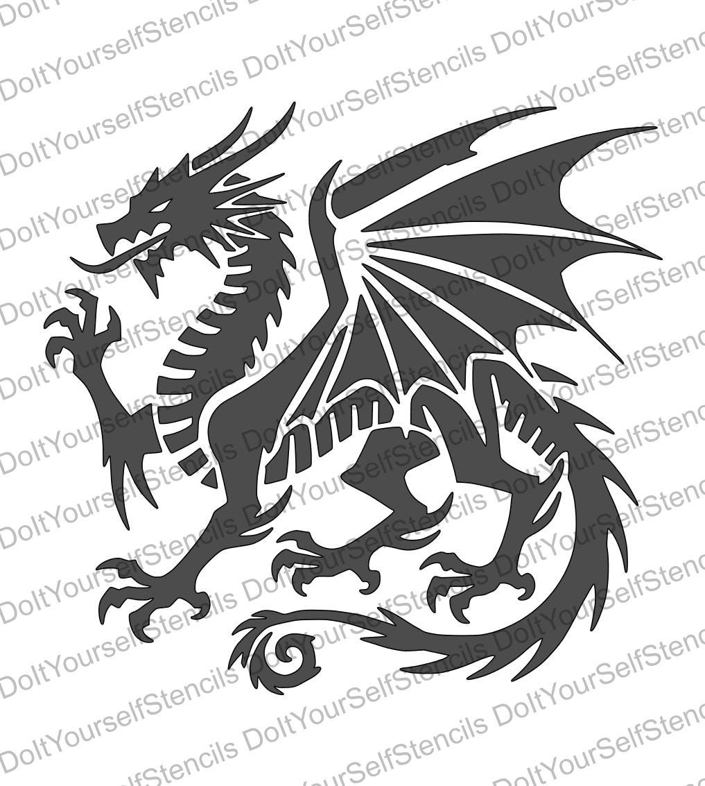 Dragon Stencil, Digital Download, SVG, DXF, Stl, Png, Pdf Files - Etsy