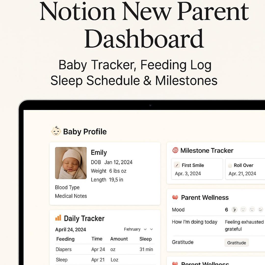 Notion Baby Tracker | Newborn Daily Log, Feeding & Sleep Schedule ...