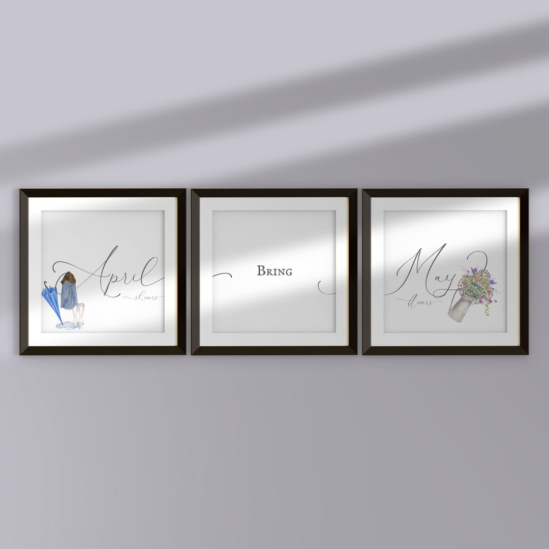 April Showers Spring Calligraphy Rain Boot Floral Instant Digital ...