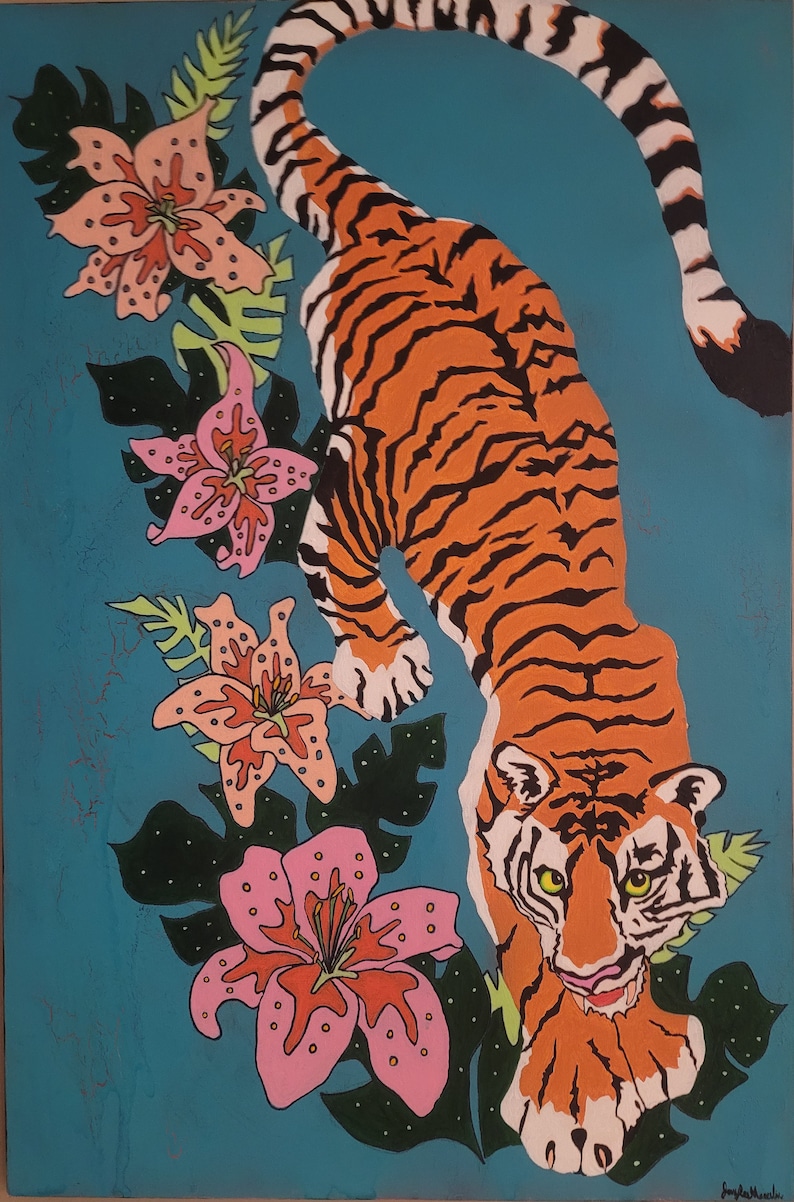 Large Tiger Flower Print - Etsy