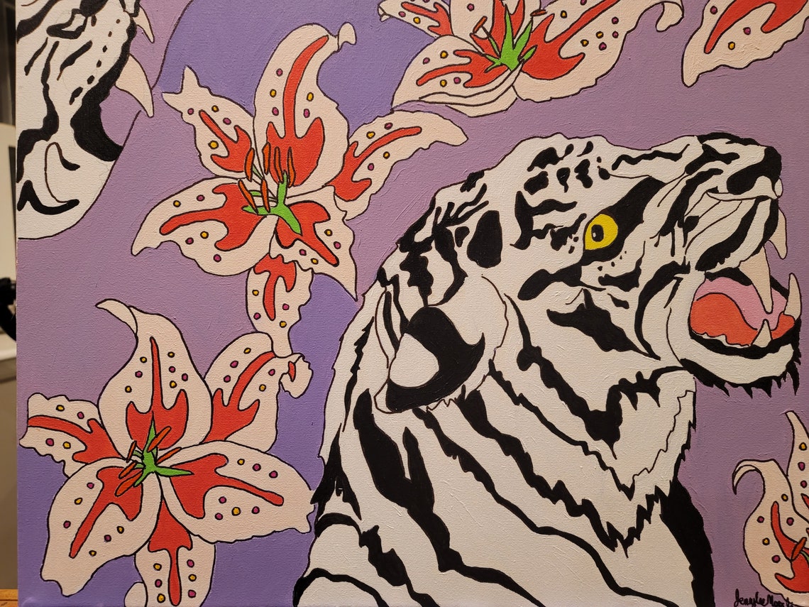 Flower Tiger Poster Print - Etsy