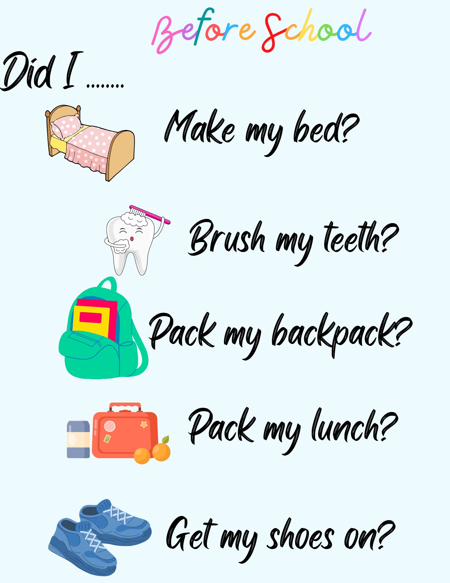 Printable Easy to Read Daily Reminders for Your Little Ones 4 Templates ...