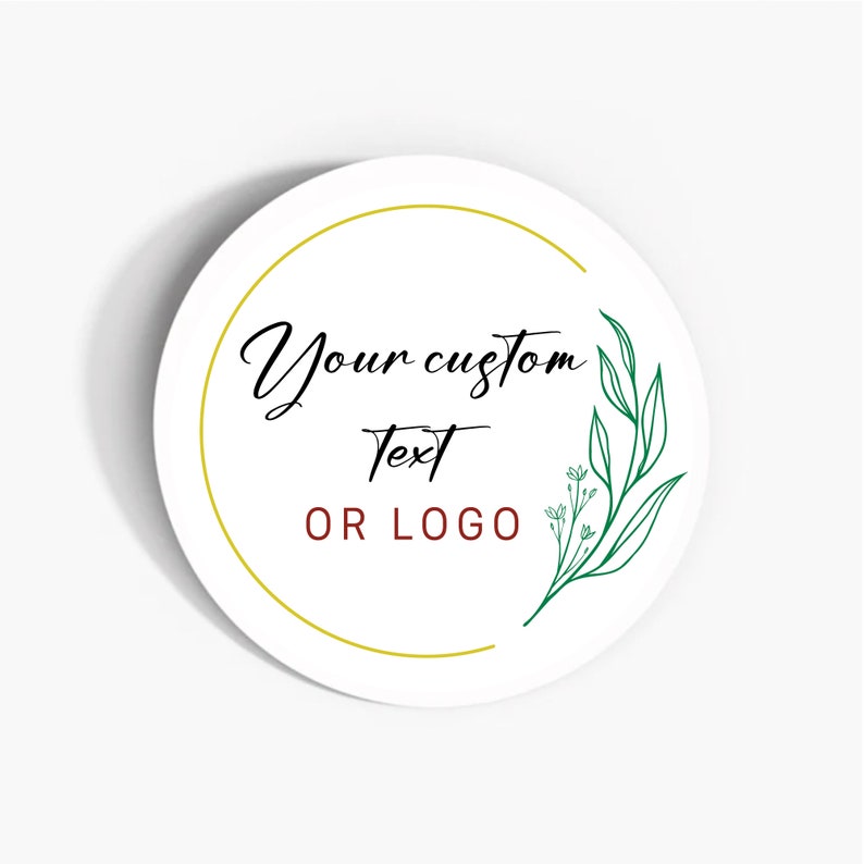 Custom Text or Logo Paper Labels, 37mm Personalised Design Kraft or ...