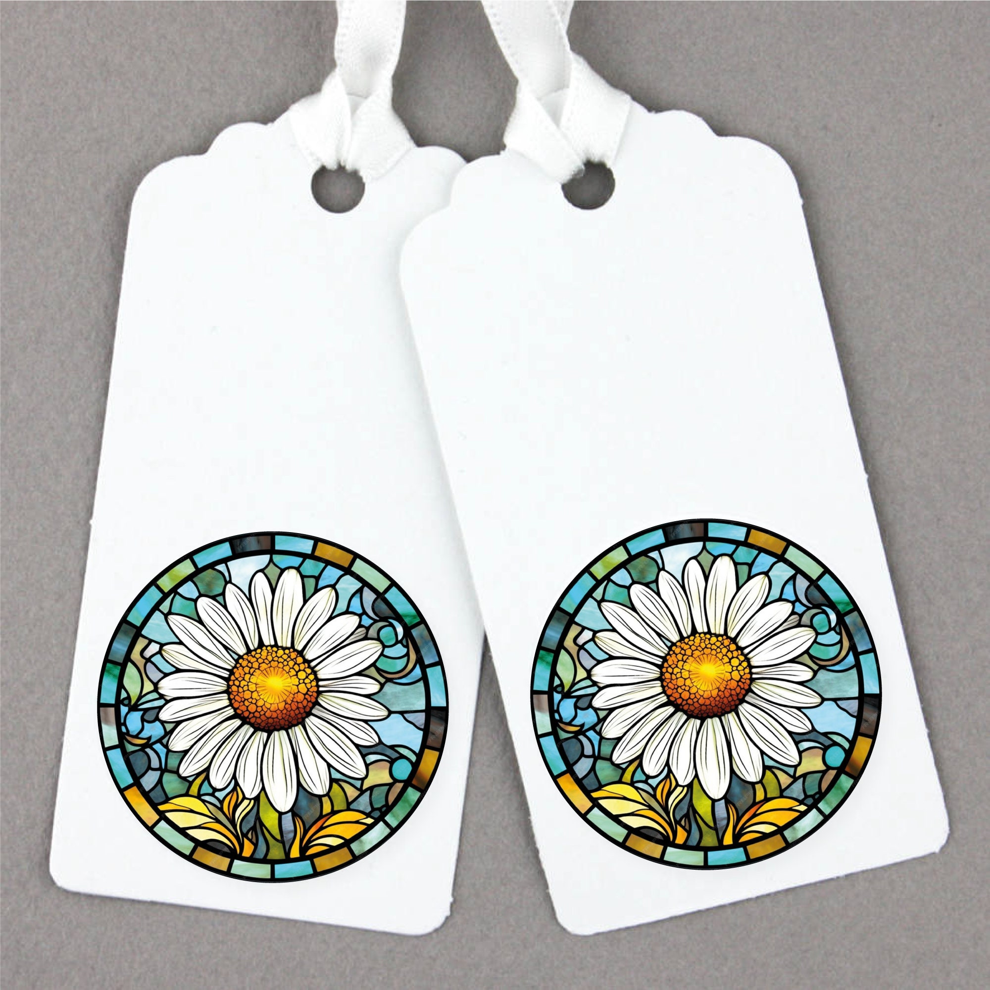 Stained Glass Effect Daisy: 37mm Self-adhesive Paper Stickers Multipack ...
