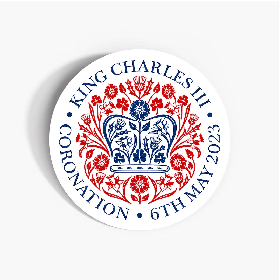 King Charles III Coronation Emblem Paper Labels, 37mm Self-adhesive ...
