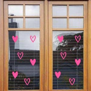 Heart Window Stickers: Red, Pink & White Vinyl Decals - Set of 26 - Etsy