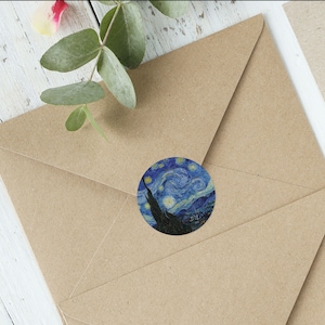 Van Gogh Starry Night Paper Labels, 37mm Self-adhesive Paper Stickers ...