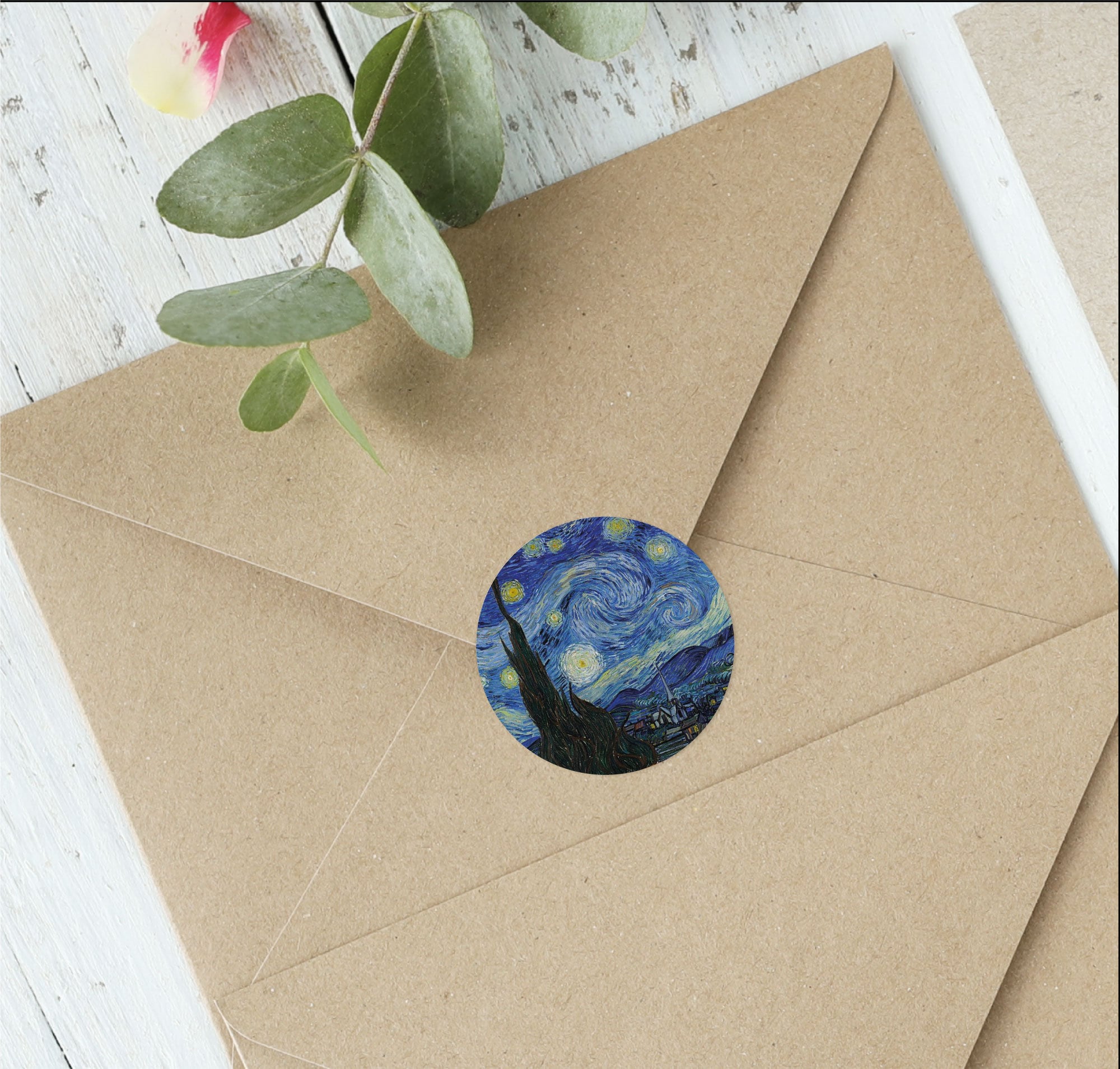 Van Gogh Starry Night Paper Labels, 37mm Self-adhesive Paper Stickers ...