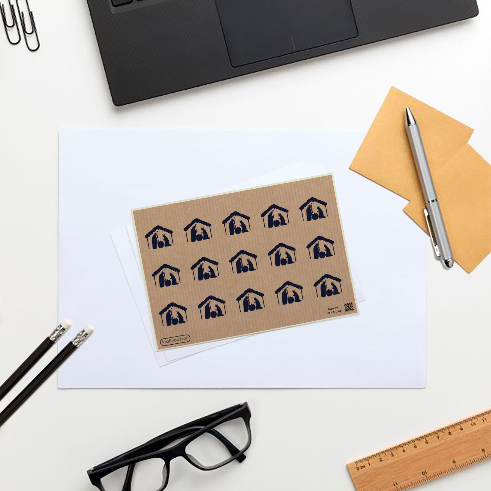 Minimalist Nativity Silhouette Paper Labels, 37mm Self-adhesive ...