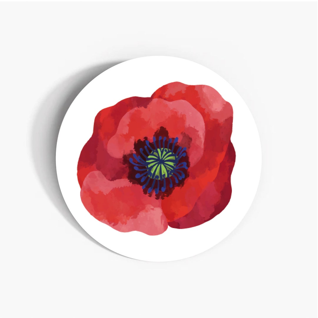 Red Poppy Remembrance Day Stickers: 37mm Craft Decor Labels - Etsy