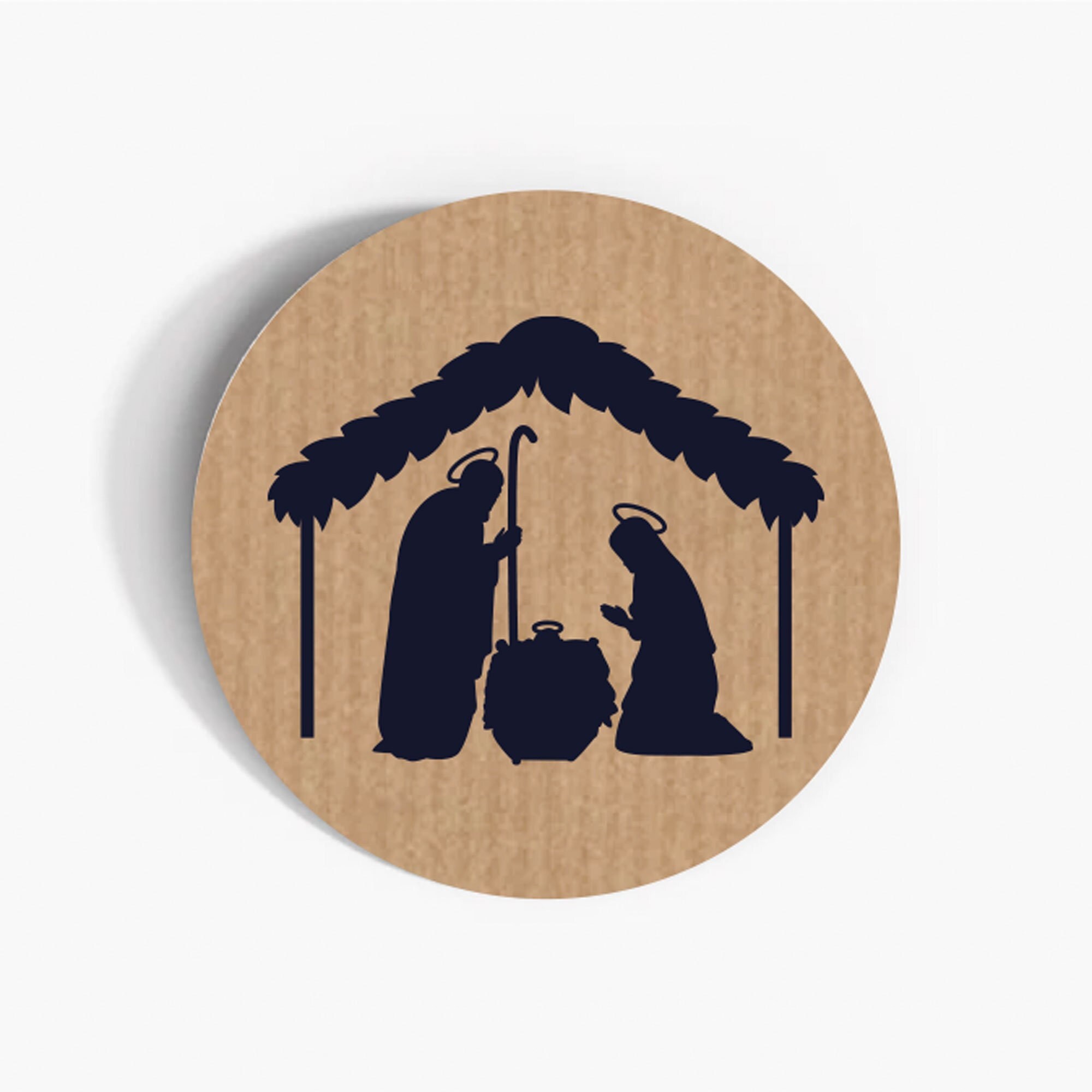 Minimalist Nativity Silhouette Paper Labels, 37mm Self-adhesive ...