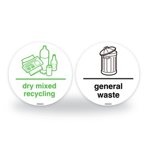 Wheelie Bin Recycle Stickers, 95mm Waterproof Stickers, General Waste ...
