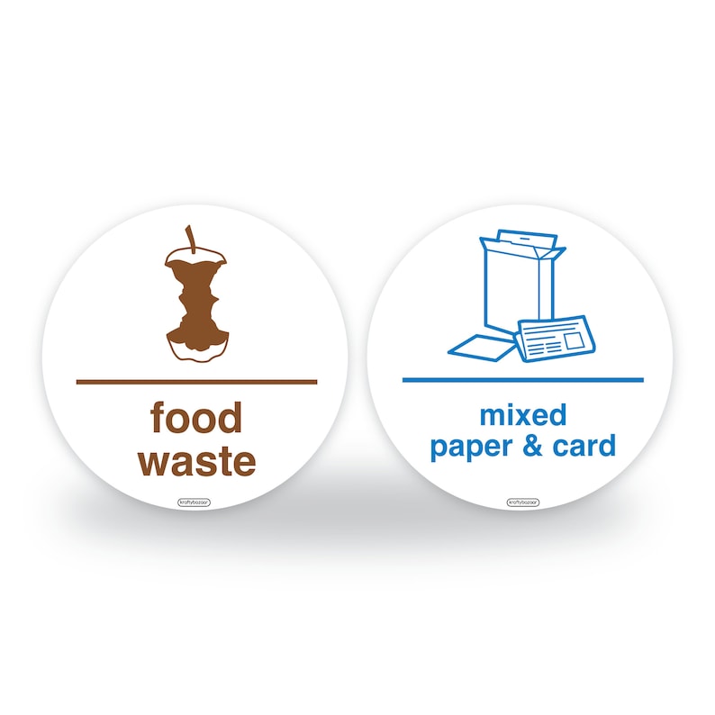 Wheelie Bin Recycle Stickers, 95mm Waterproof Stickers, General Waste ...