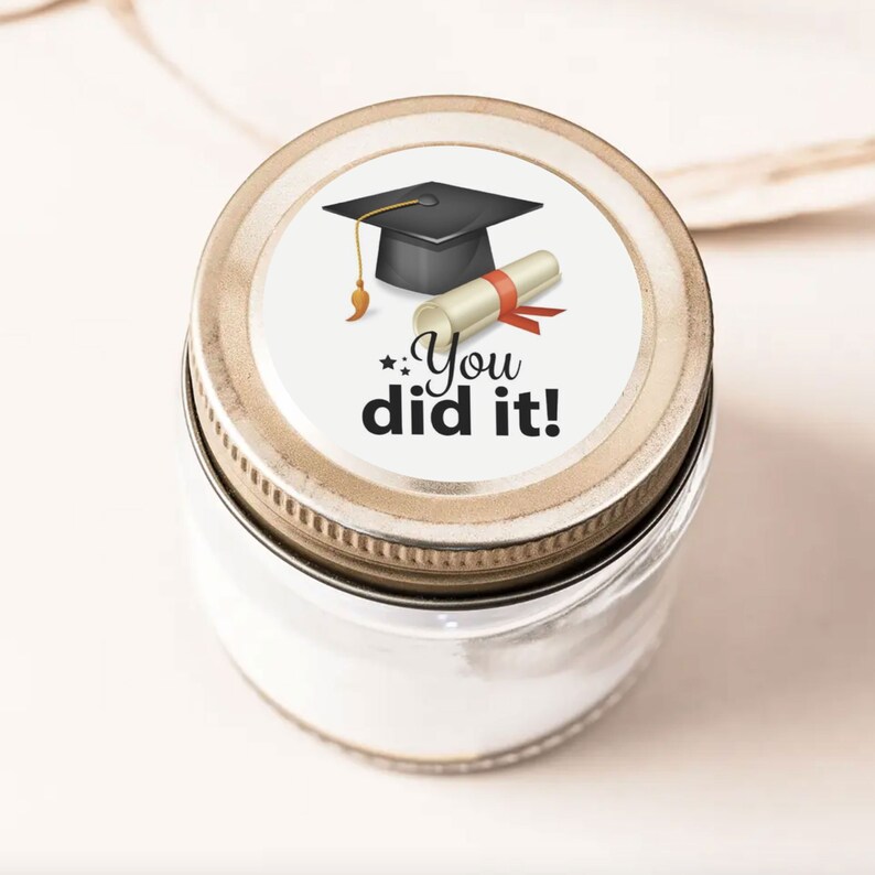 You Did It, Graduation Labels, 37mm Design Kraft or White Stickers ...