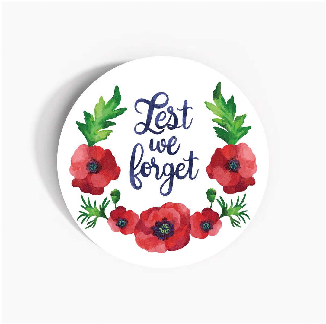 Lest We Forget Red Poppy Paper Labels, 37mm Self-adhesive Paper ...