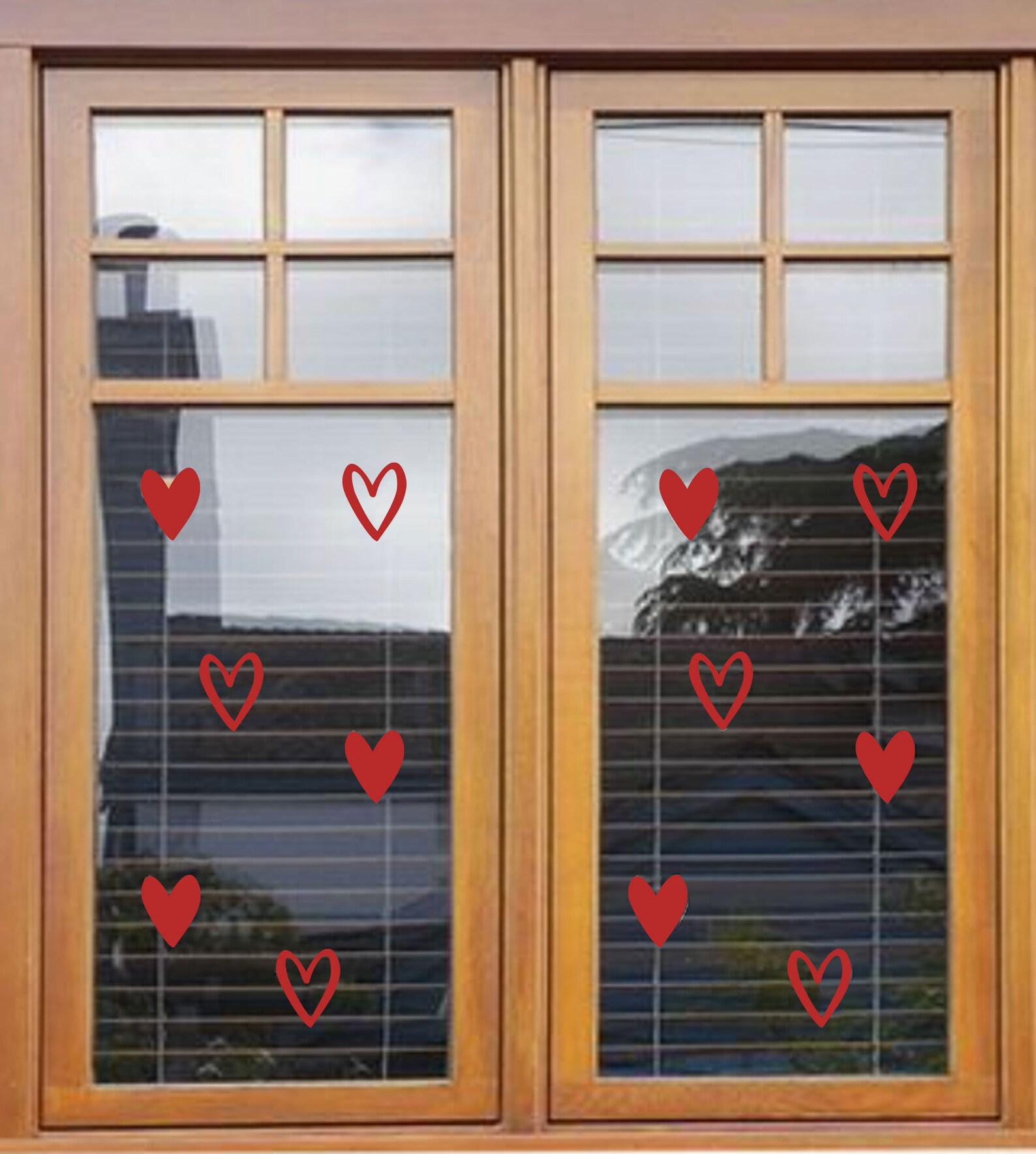 Set of 26 Whimsical Red or White Heart Window Stickers, White Static ...