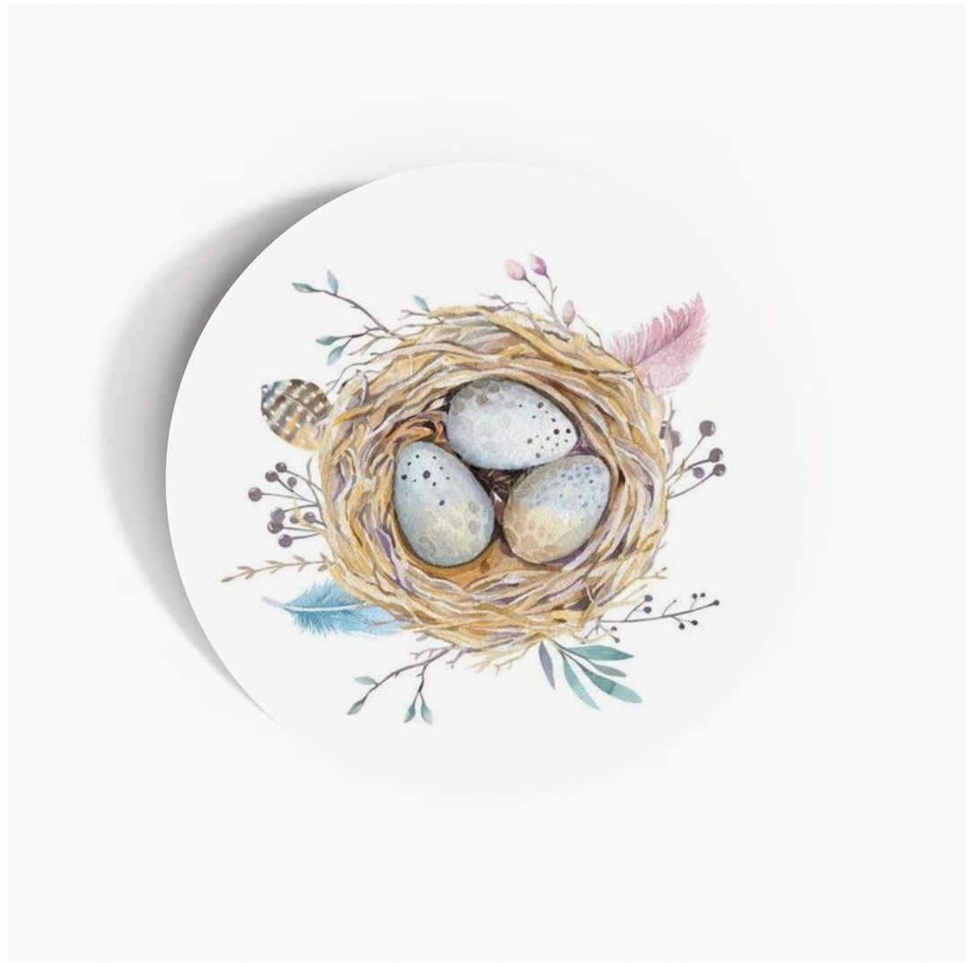 Watercolor Bird Nest Stickers: Easter Craft Decor Labels (37mm) - Etsy