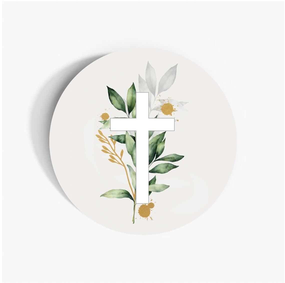 Easter Cross Greenery Paper Labels, 37mm Self-adhesive Paper Stickers ...