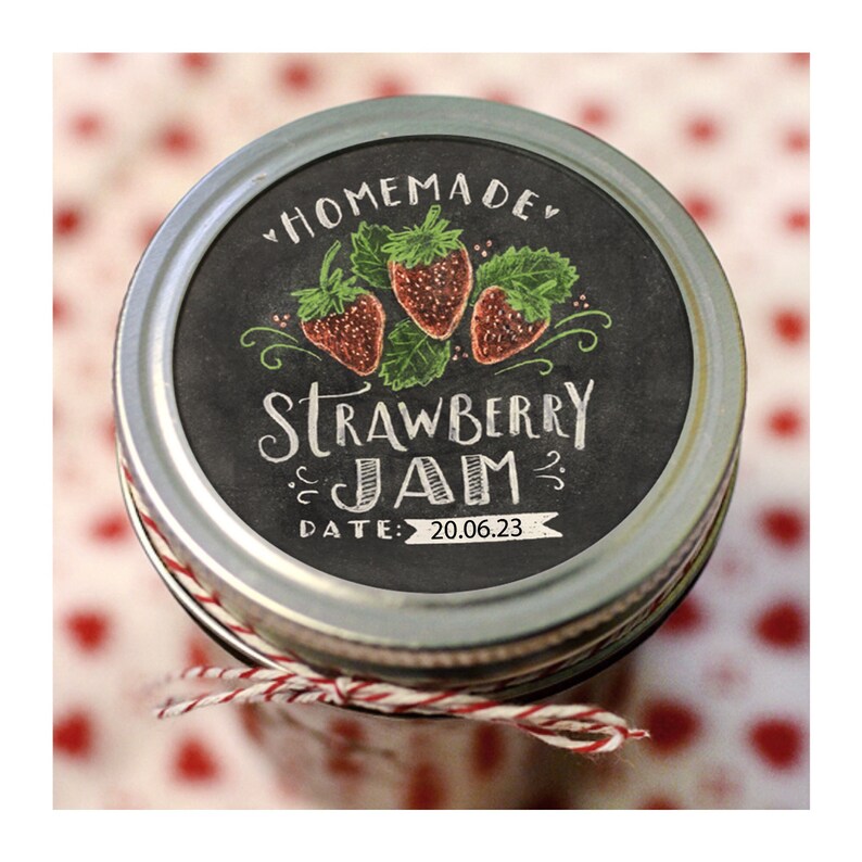 Set of 6, 12 or 24 Homemade Chalk Art Jam Stickers, Strawberry ...