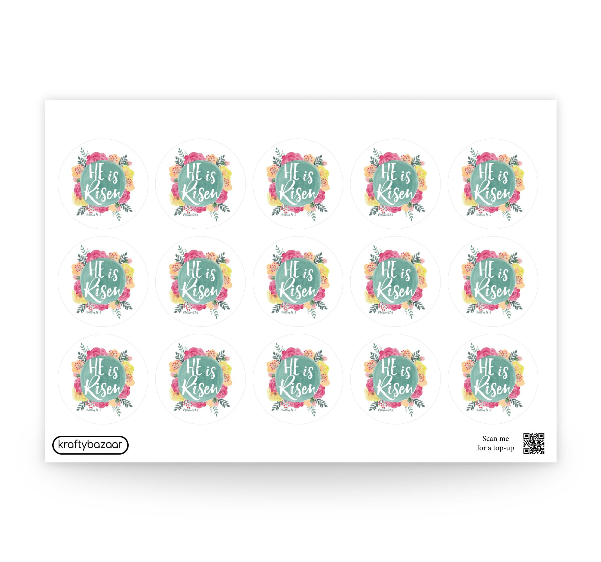 He is Risen, Easter Paper Labels, 37mm Self-adhesive Paper Stickers ...