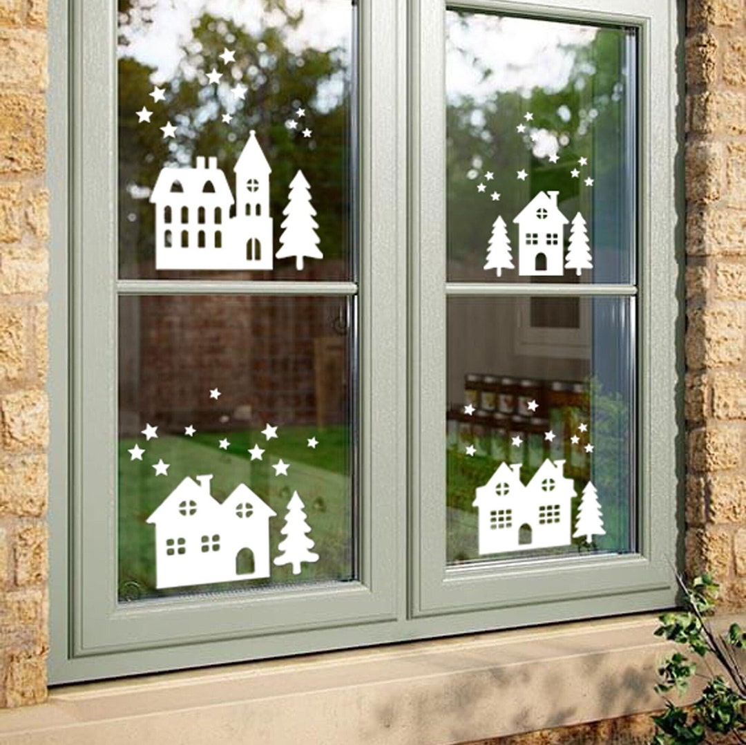 Festive Christmas Window Decorations | Static Cling Vinyl Decals of ...