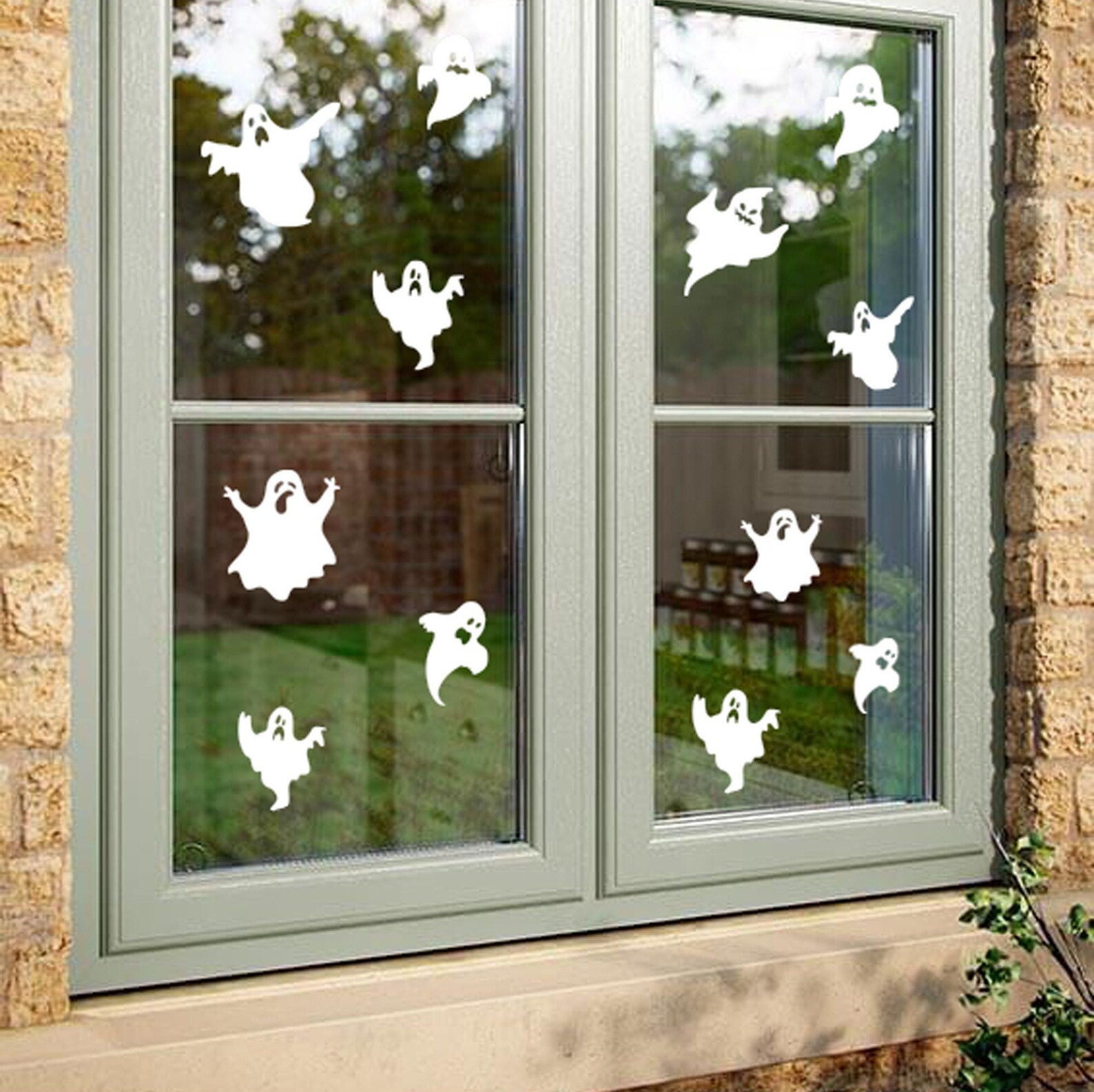 Halloween Ghost Window Stickers | 14 Static Cling Designs | Reusable ...