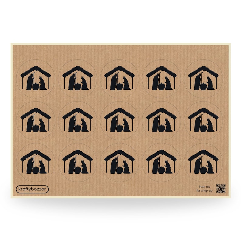 Minimalist Nativity Silhouette Paper Labels, 37mm Self-adhesive ...