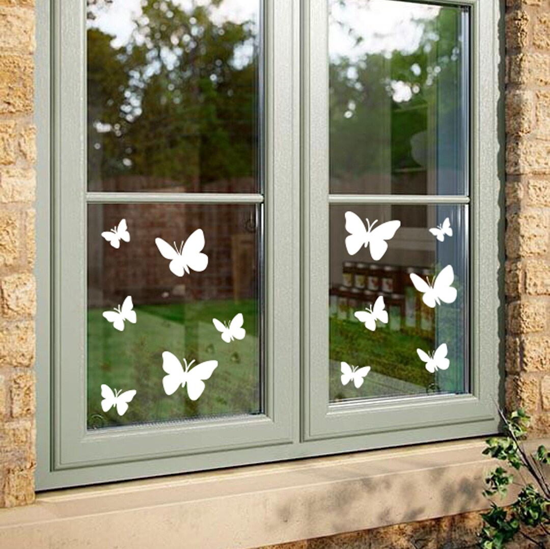 Set of 12 Butterflies: Enchanting Static Cling Vinyl Decals for Windows ...