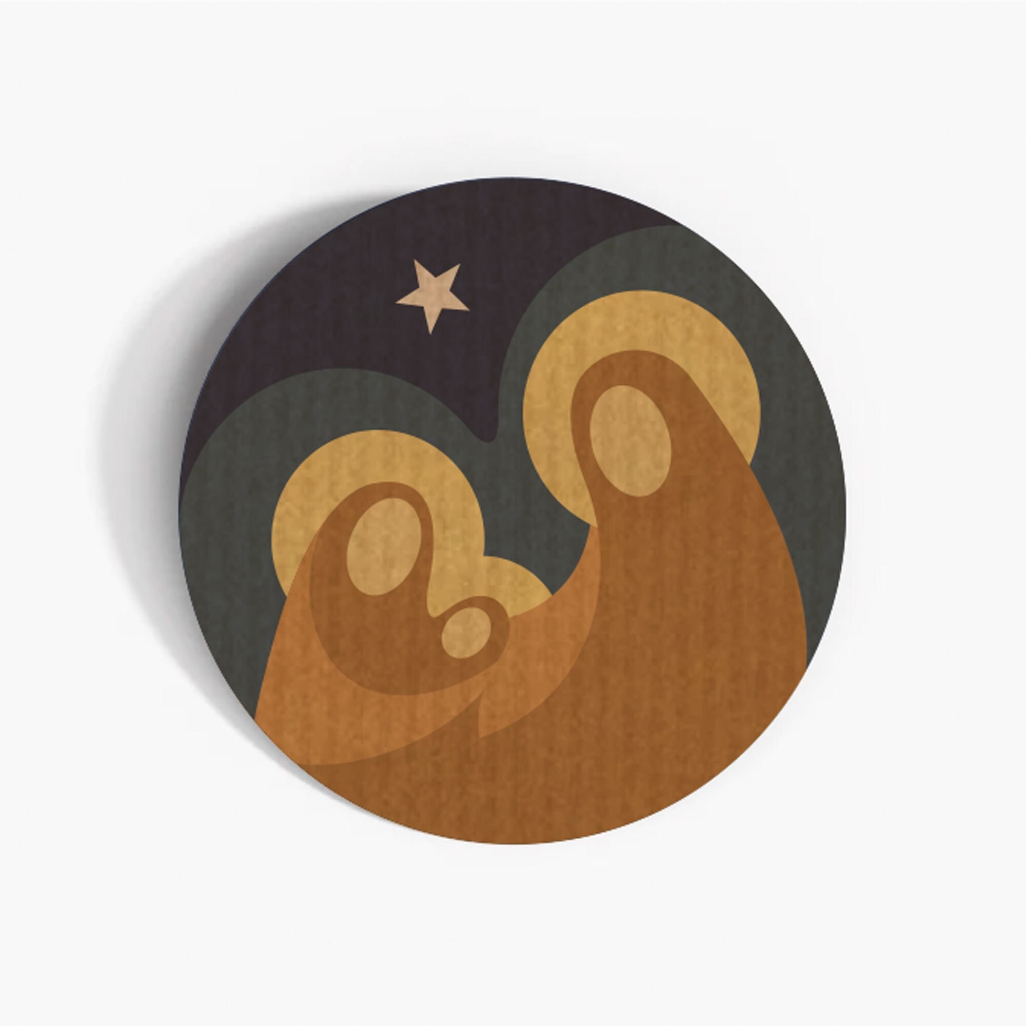 Minimalist Nativity Abstract Paper Labels, 37mm Holy Family Self ...