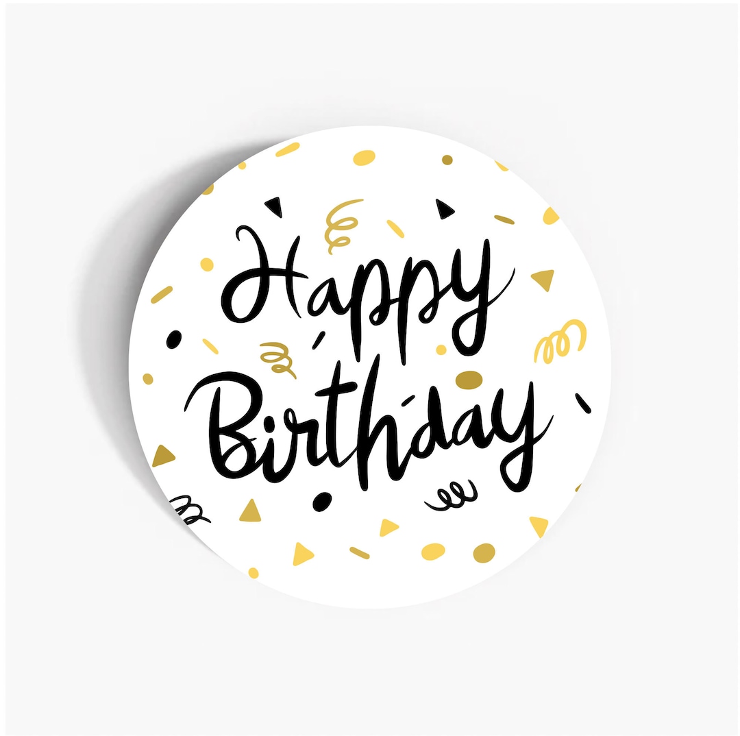 Happy Birthday Paper Labels, 37mm Self-adhesive Paper Stickers ...