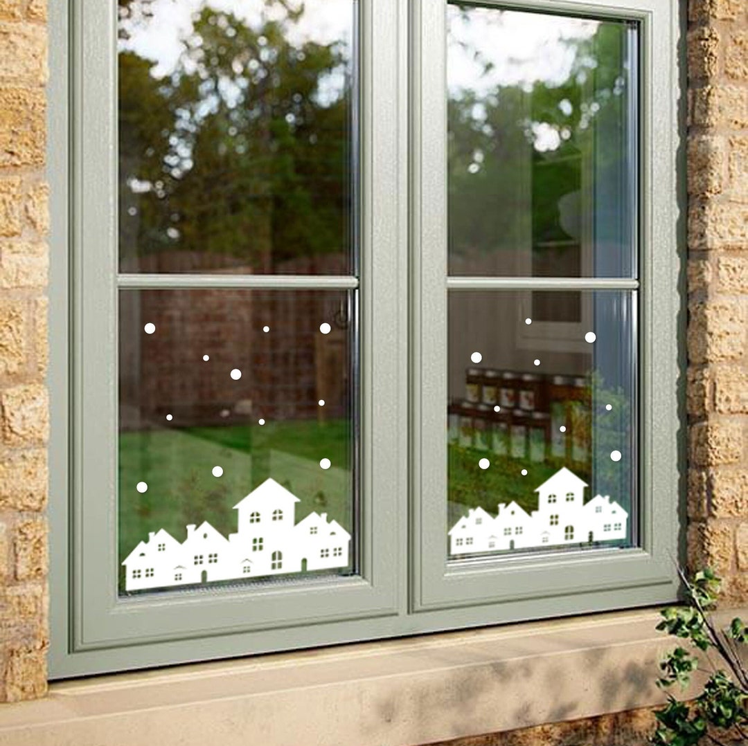 Festive Holiday Window Décor | Reusable House Silhouettes & Snowdrop ...