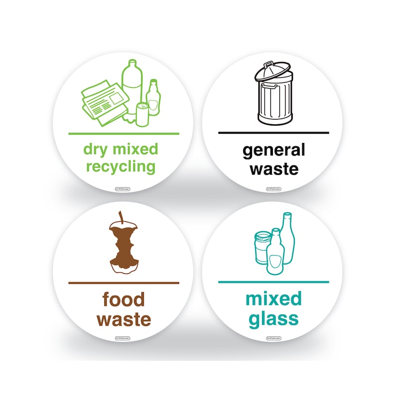 Wheelie Bin Recycle Stickers, 95mm Waterproof Stickers, General Waste ...