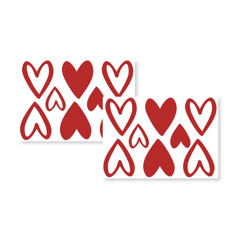 Set of 26 Whimsical Red or White Heart Window Stickers, White Static ...