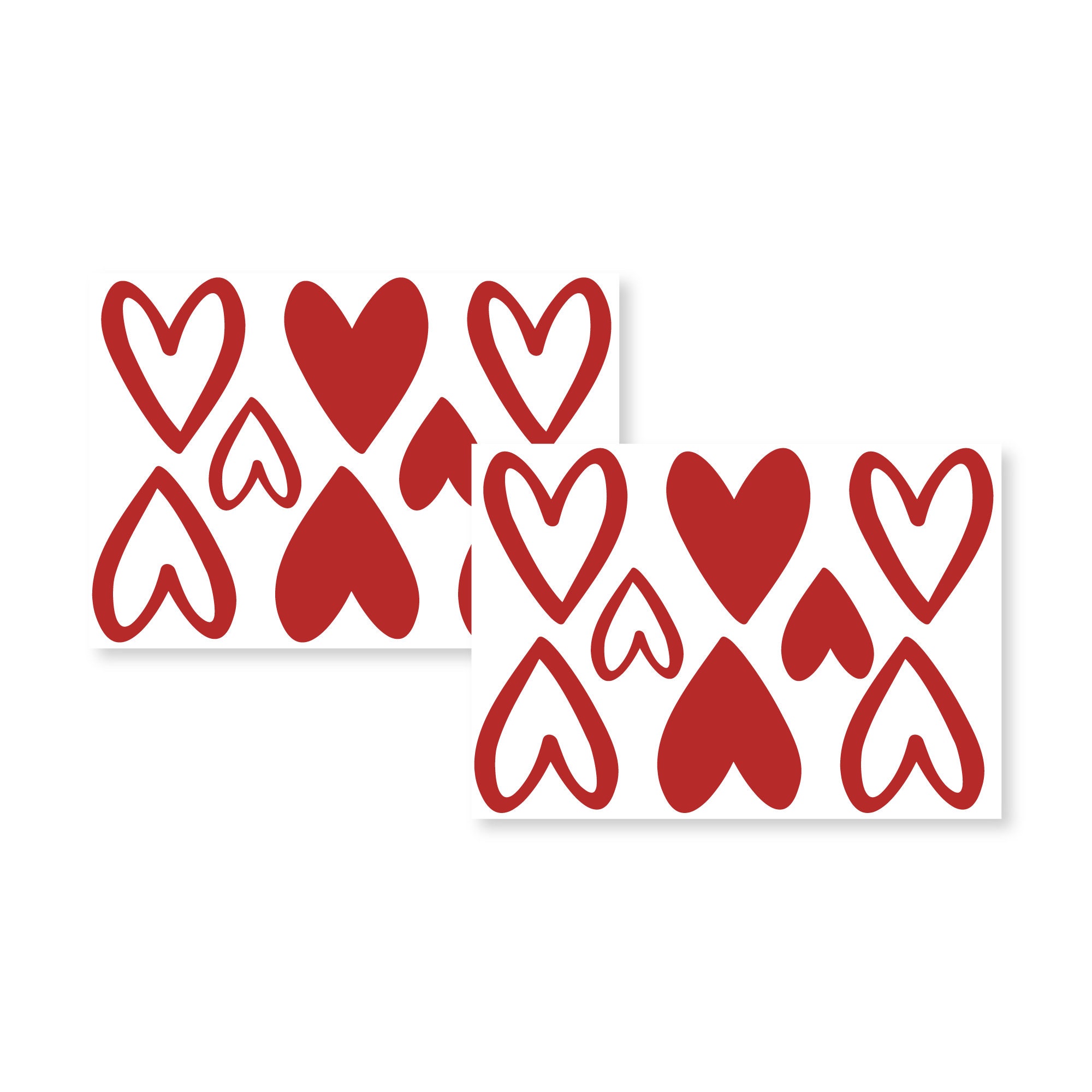 Set of 26 Whimsical Red or White Heart Window Stickers, White Static ...