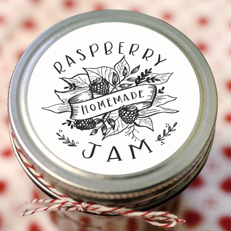 Set of 6, 12 or 24 Strawberry or Raspberry Homemade Jam Stickers ...